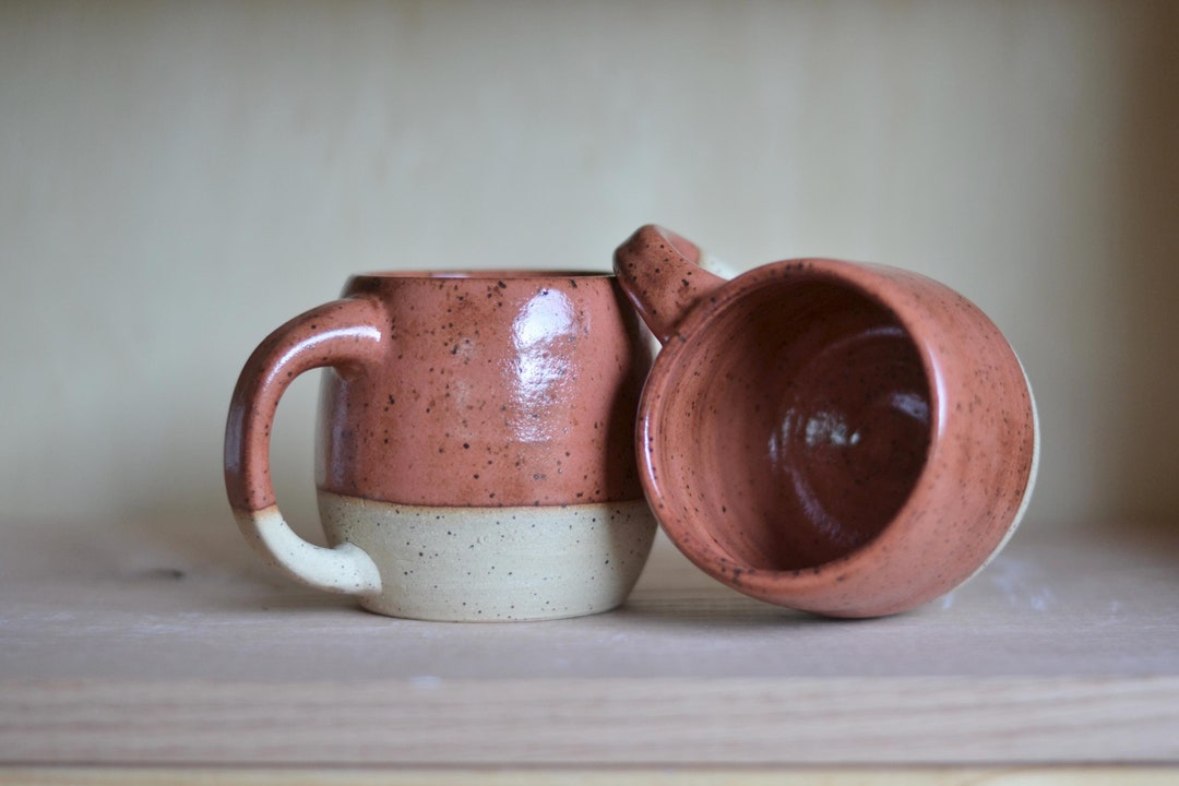 Rust Speckled Stoneware Mug W Handle, Stoneware Coffee Mug, Pottery Mug ...