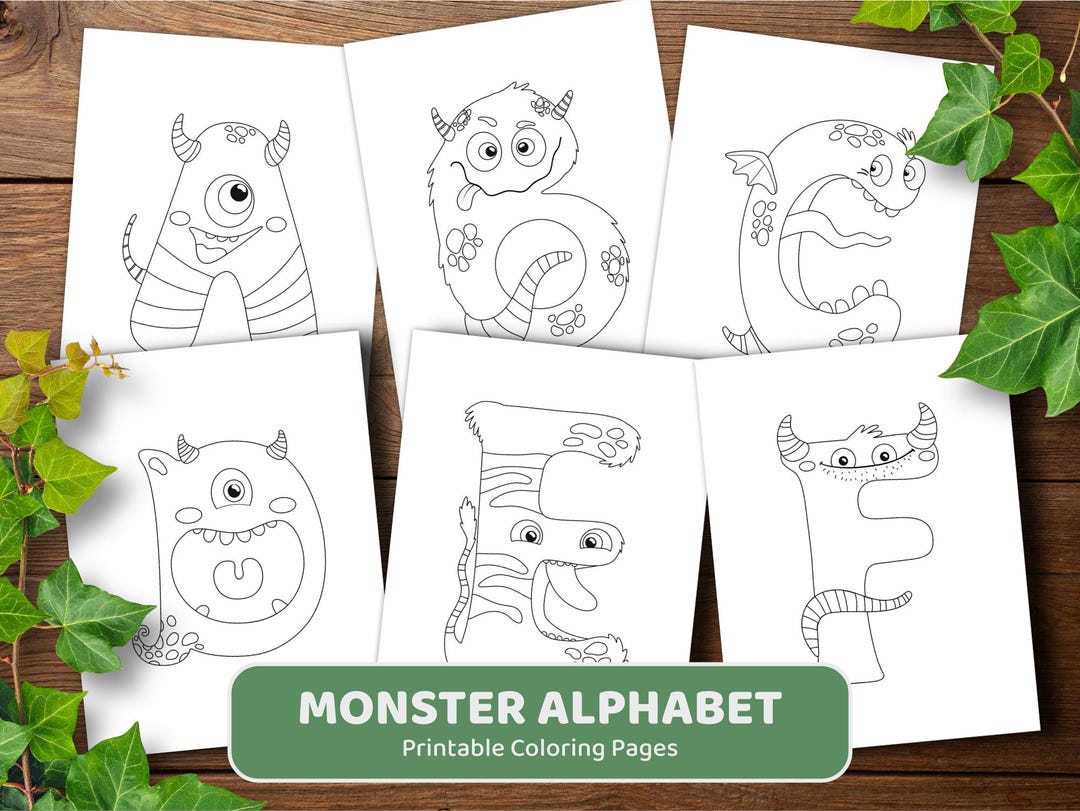 Monster Alphabet Coloring Pages: Fun ABC Activity (PDF Download) - Etsy