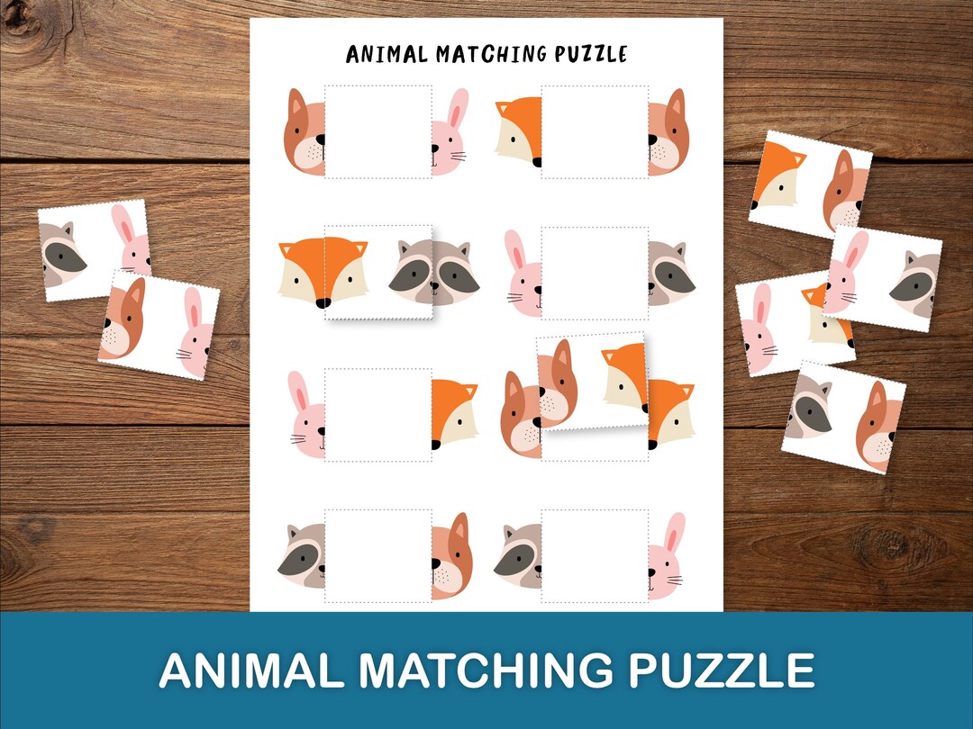 Animal Logic Puzzle for Kids. Printabe Educational Matching Game for ...
