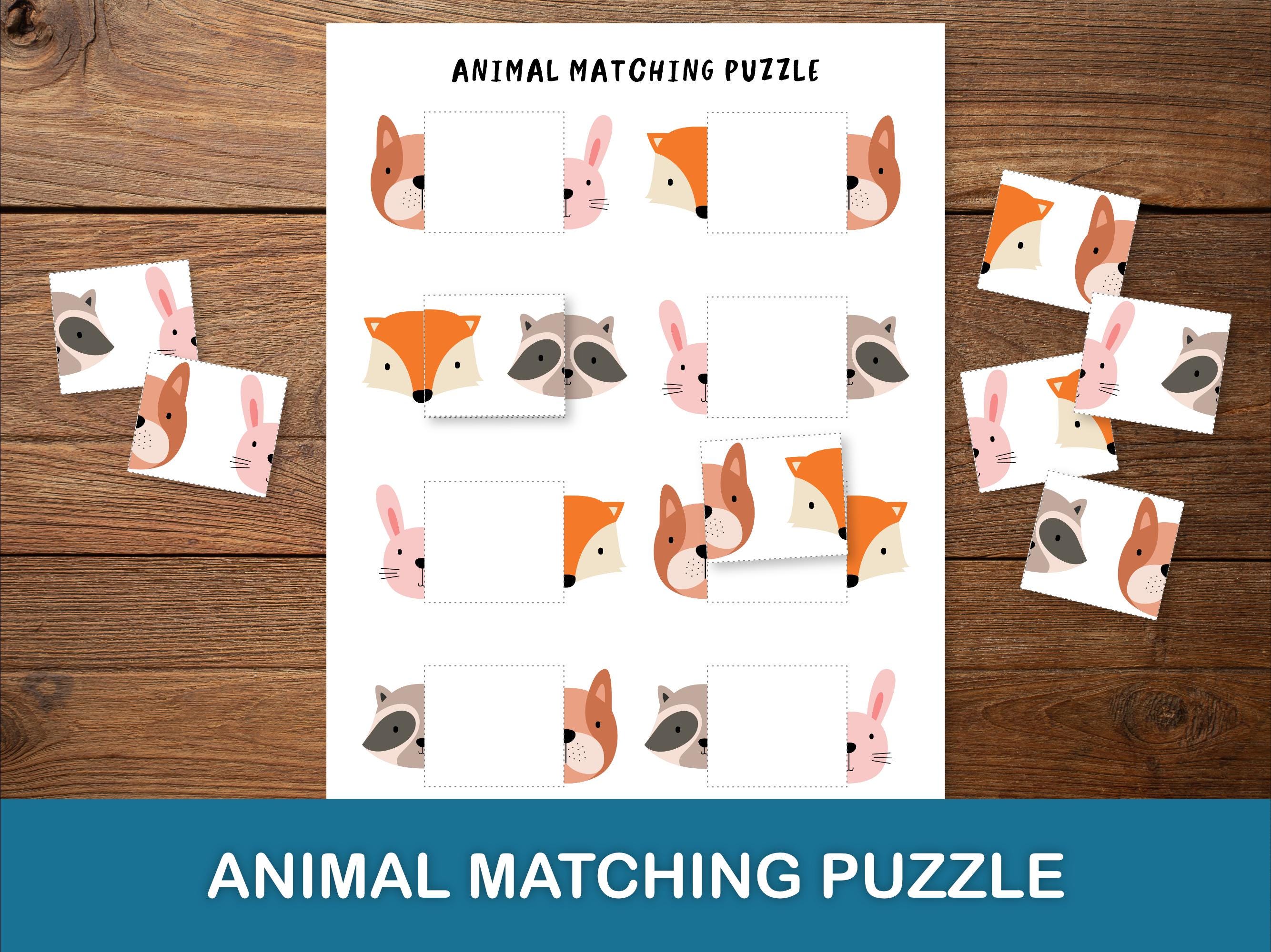 Animal Logic Puzzle for Kids. Printabe Educational Matching Game for ...