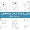 Cute Monster Letters Alphabet Coloring Pages, Educational Activity ...