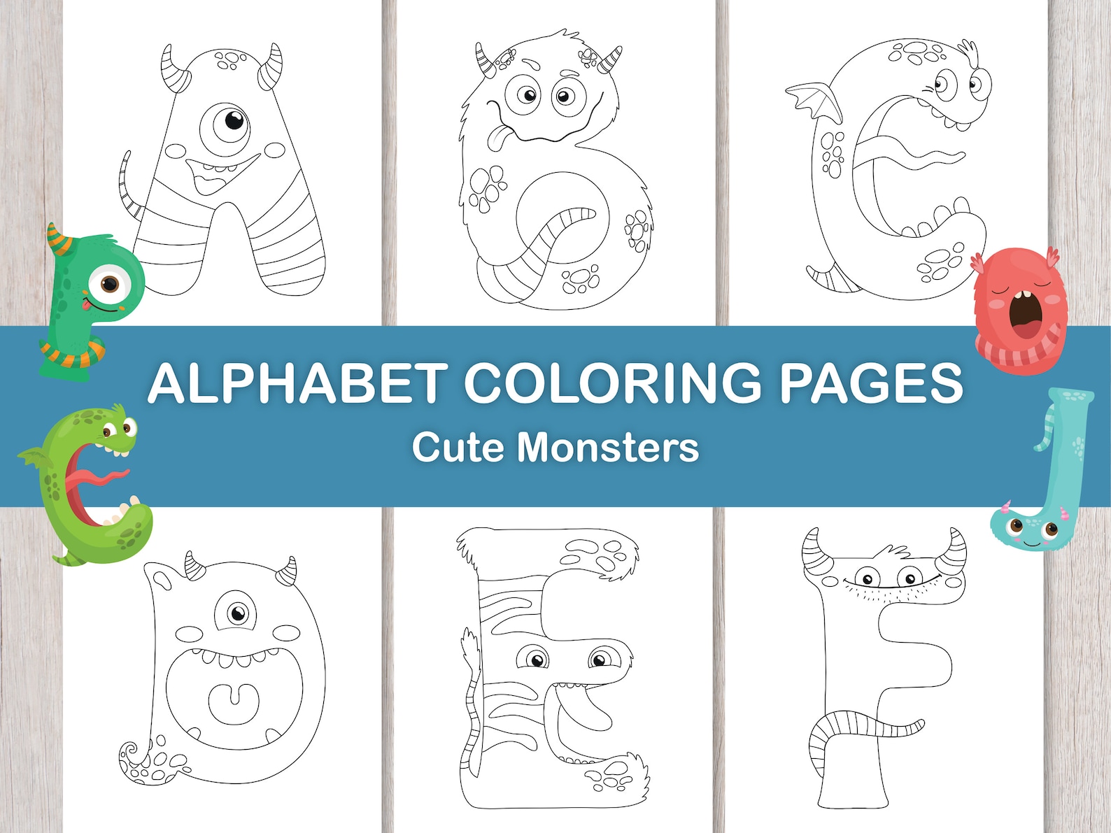 Cute Monster Letters Alphabet Coloring Pages, Educational Activity ...