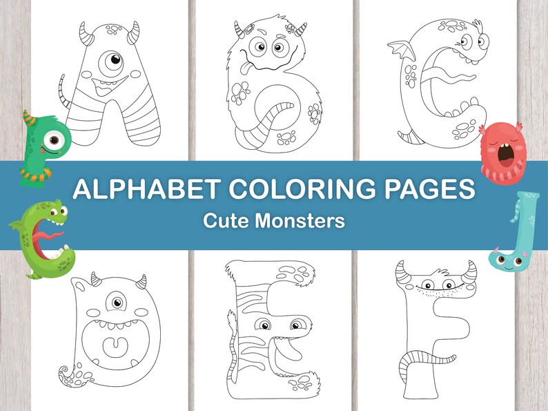 Cute Monster Letters Alphabet Coloring Pages, Educational Activity ...
