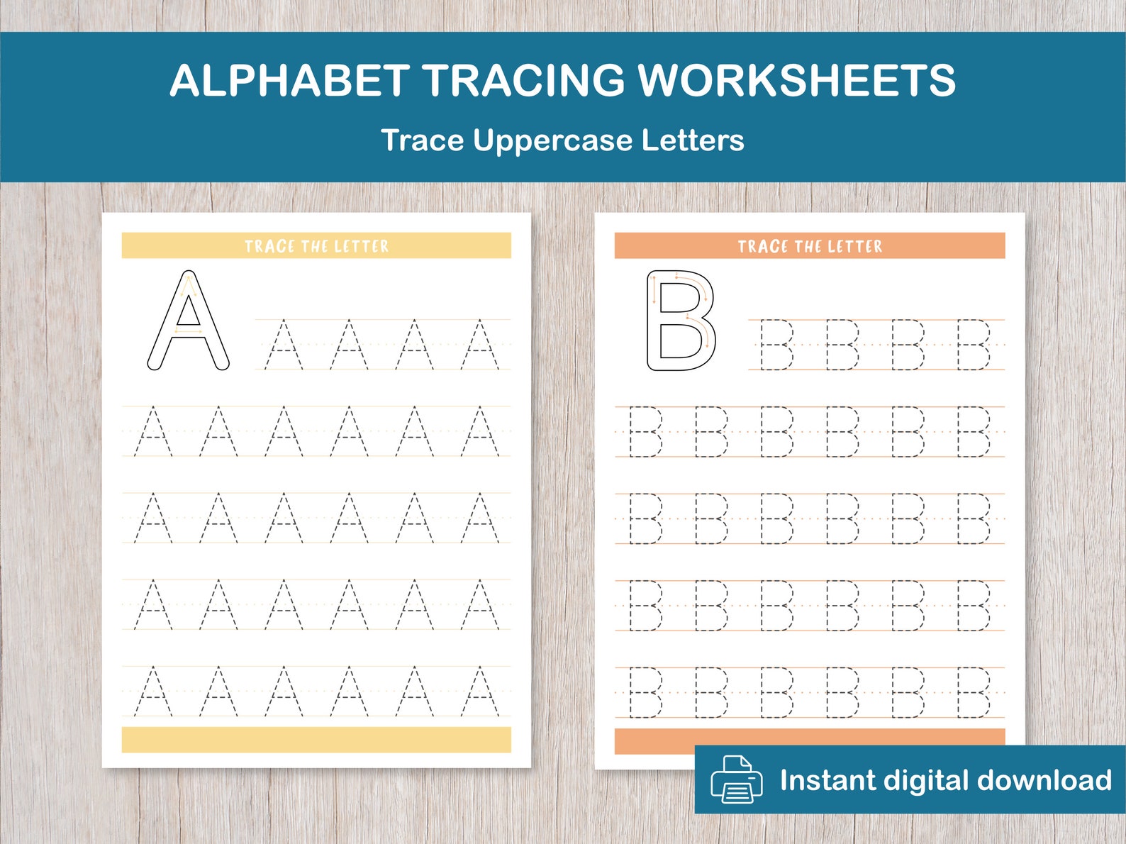 Uppercase Alphabet Tracing Worksheets | Colorful Printable Letter ...