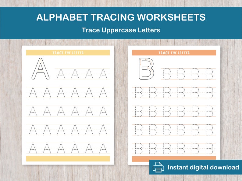 Uppercase Alphabet Tracing Worksheets | Colorful Printable Letter ...