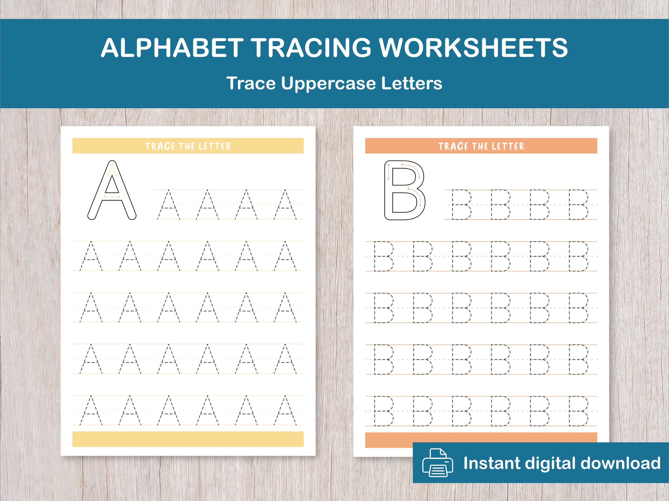 Uppercase Alphabet Tracing Worksheets Colorful Printable Letter ...