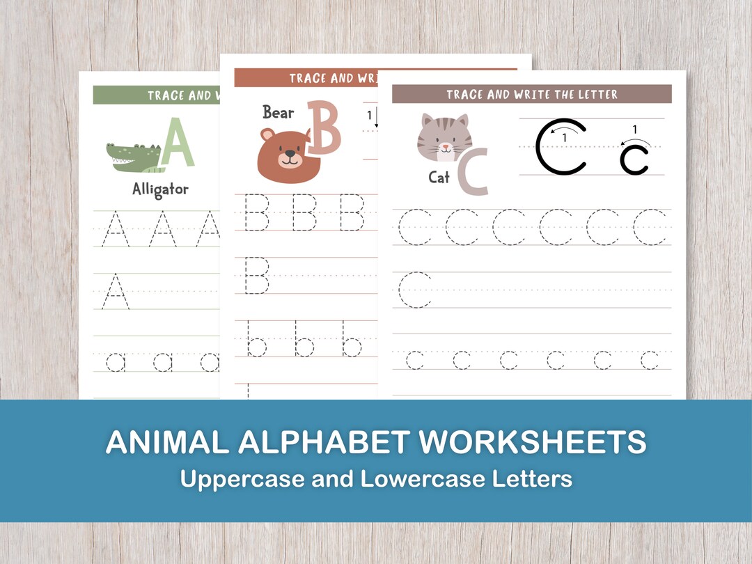 Animal Alphabet Worksheets for Kids | A-Z Animals | 26 Printable Letter ...