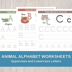 Animal Alphabet Worksheets for Kids | A-Z Animals | 26 Printable Letter ...