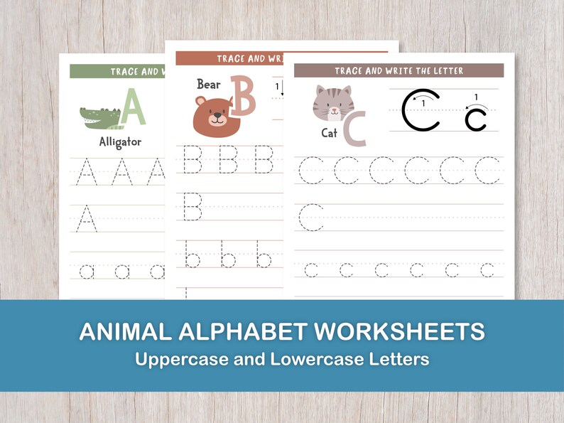 Animal Alphabet Worksheets for Kids | A-Z Animals | 26 Printable Letter ...