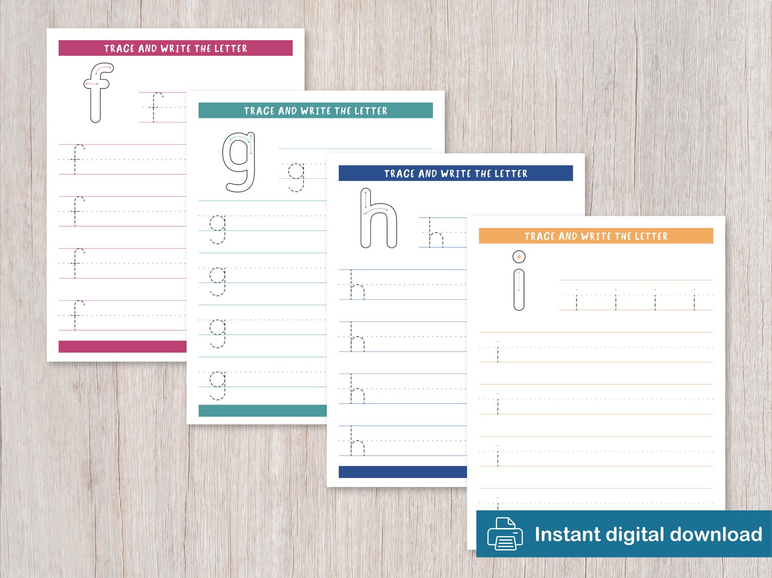 Lowercase Alphabet Tracing and Writing Printable Letter Worksheets for ...