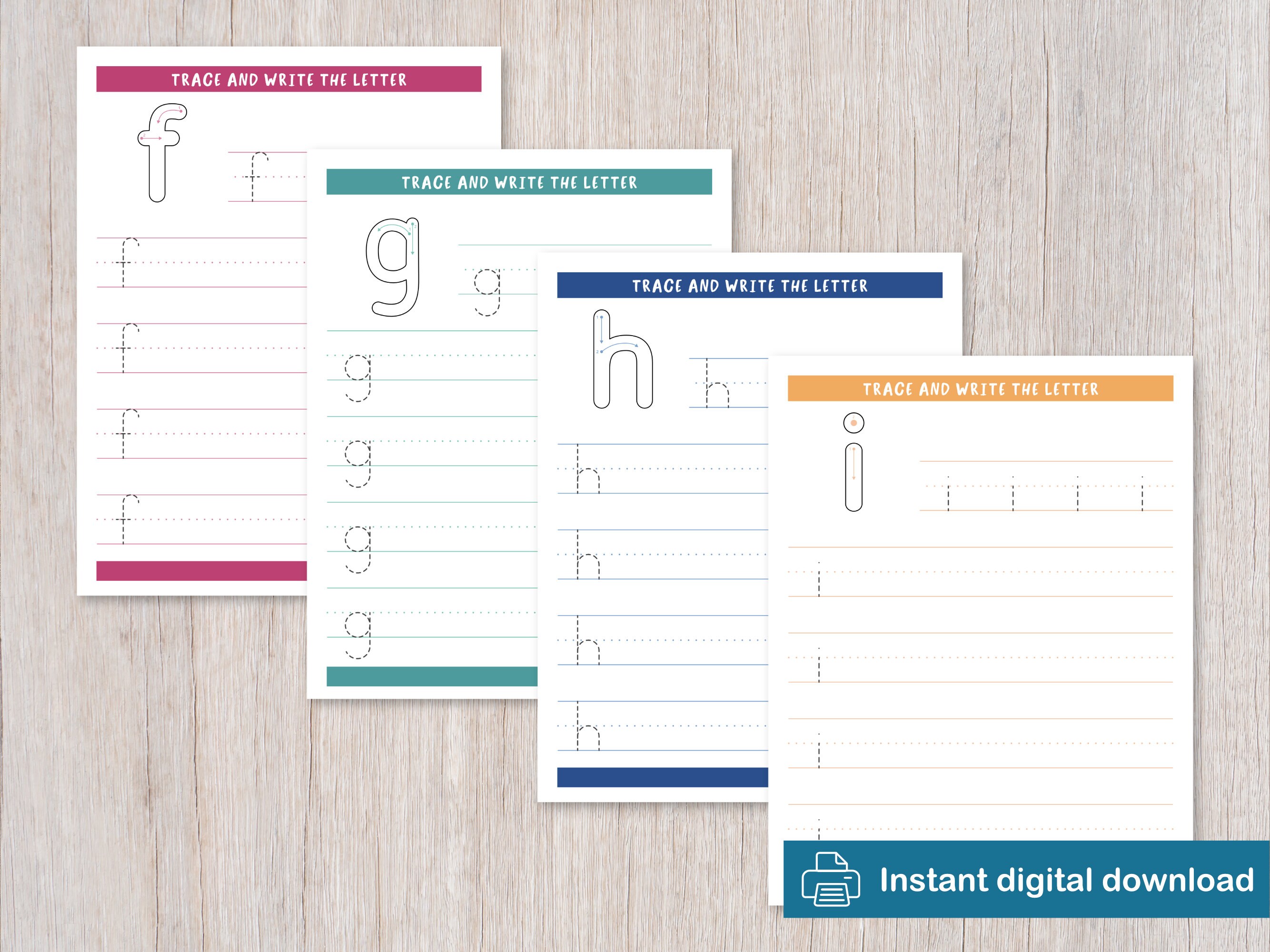 Lowercase Alphabet Tracing and Writing Printable Letter Worksheets for ...