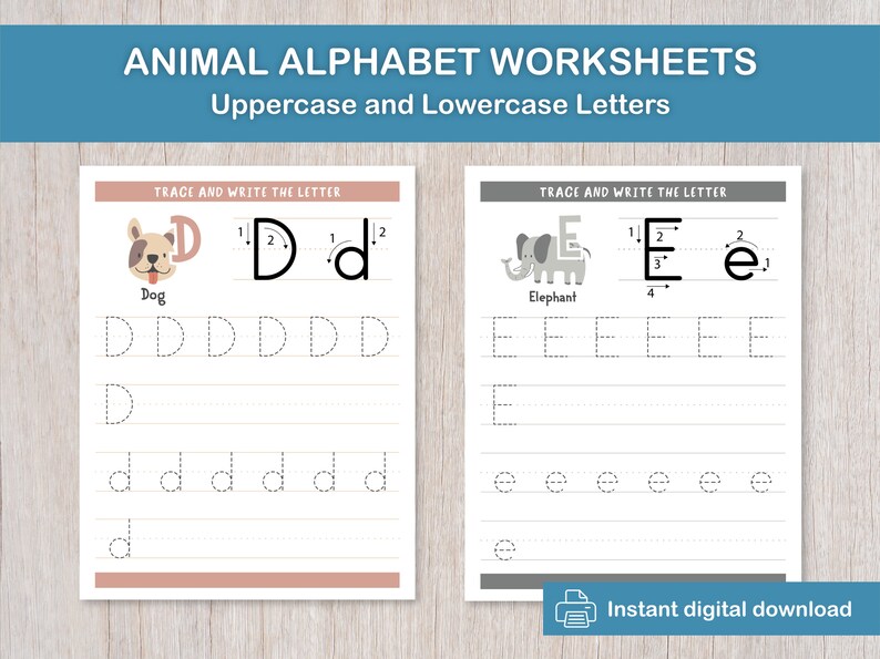 Animal Alphabet Worksheets for Kids | A-Z Animals | 26 Printable Letter ...