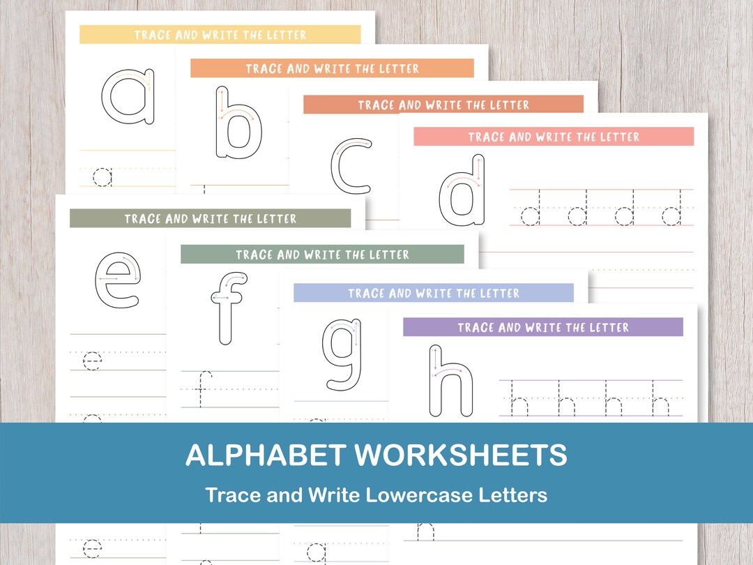 Handwriting Practice Sheets, Lowercase Alphabet Letters, Colorful ...