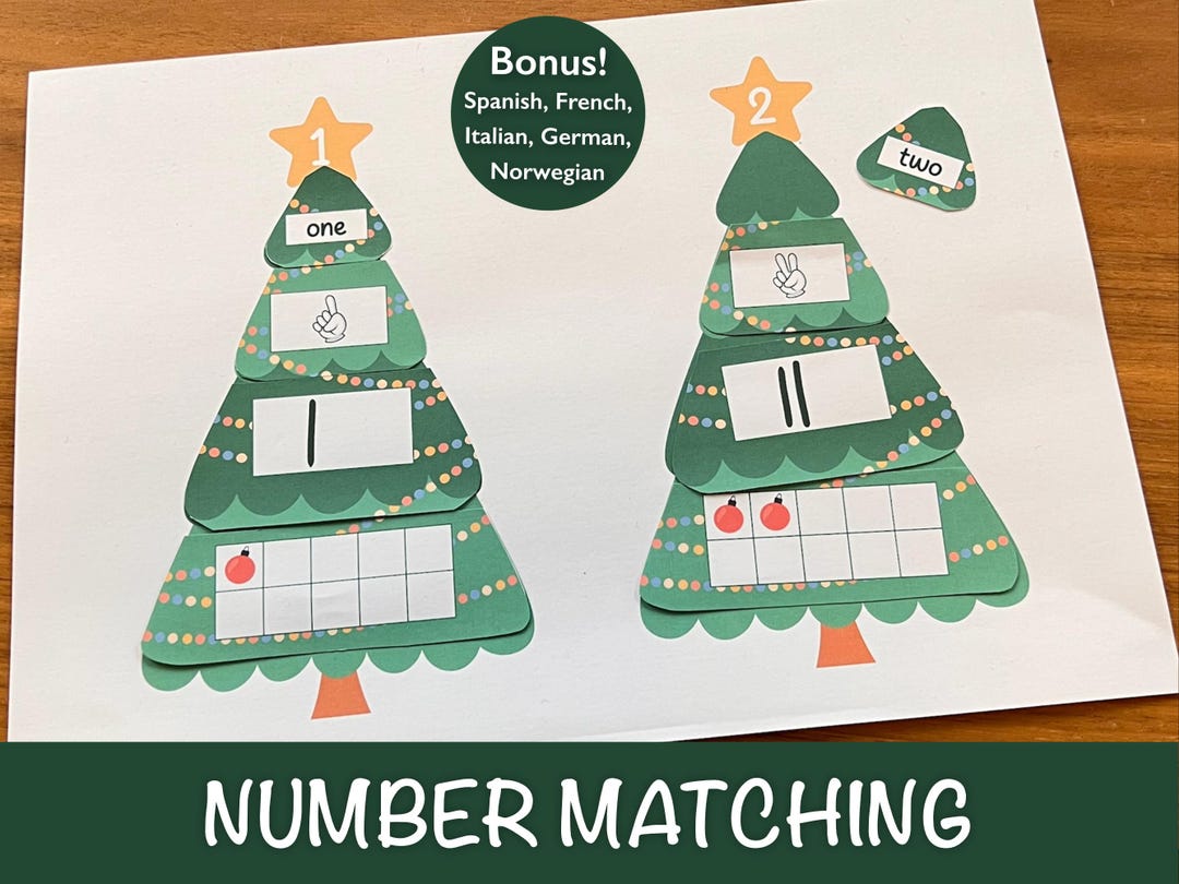 Christmas Number Match Activity for Kids Printable 1-10 Counting ...