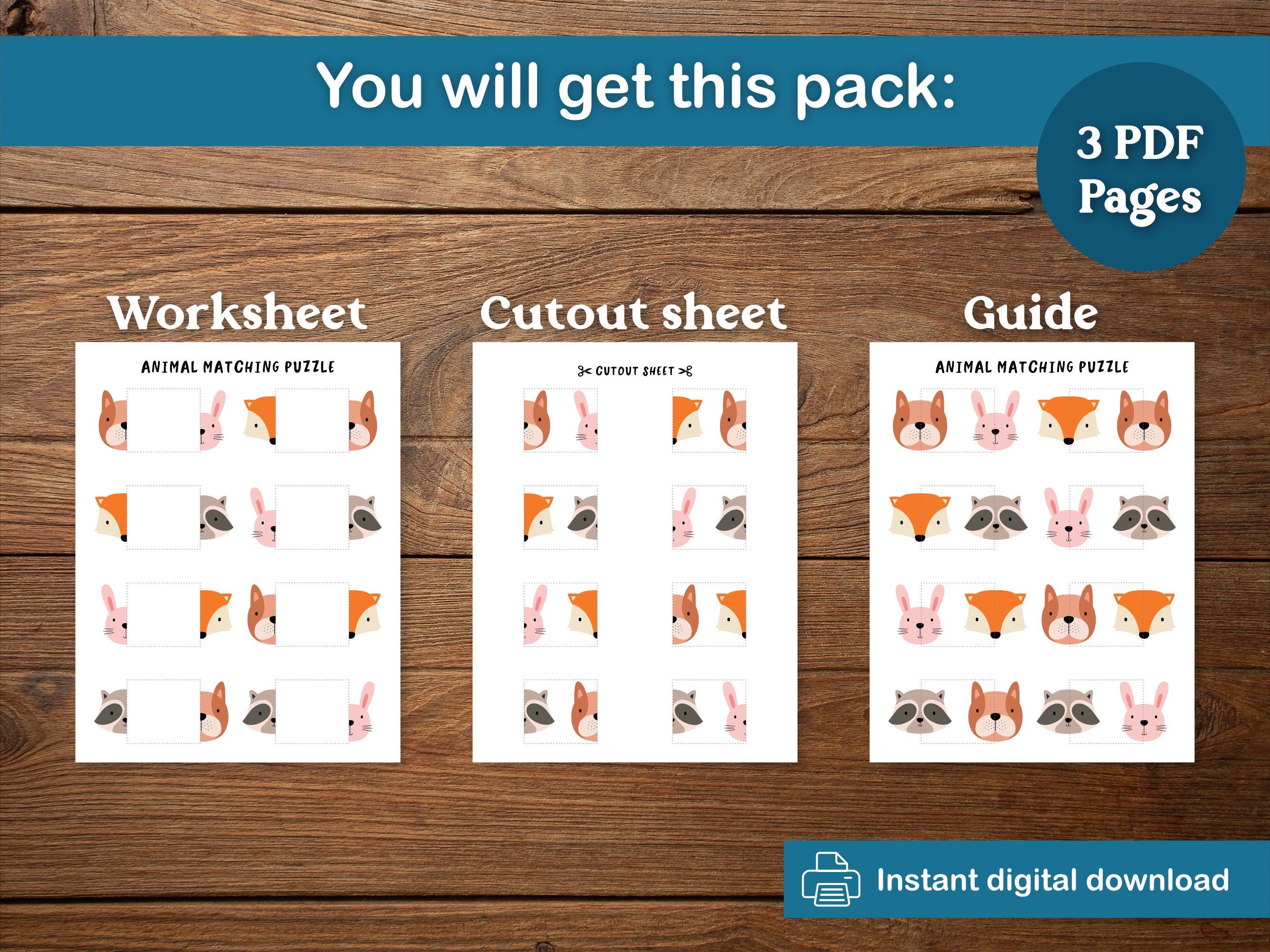 Animal Logic Puzzle for Kids. Printabe Educational Matching Game for ...