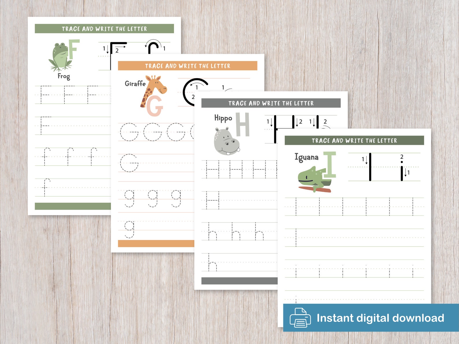 Animal Alphabet Tracing Worksheets: A-Z Letter Practice (digital ...