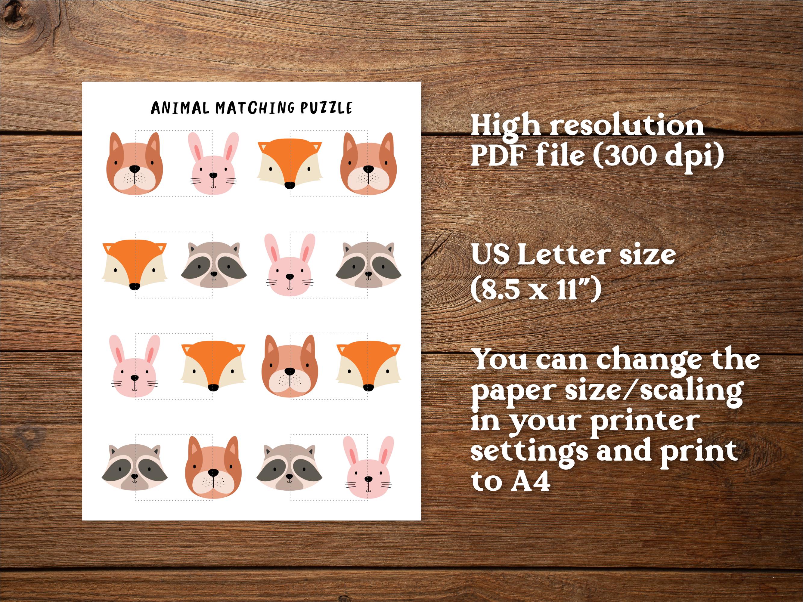 Animal Logic Puzzle for Kids. Printabe Educational Matching Game for ...