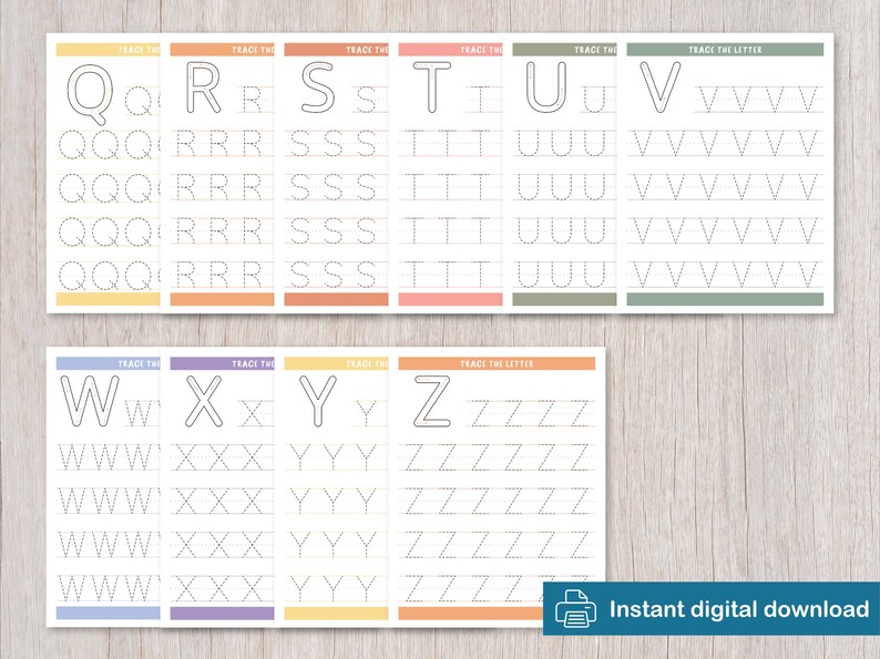 Uppercase Alphabet Tracing Worksheets | Colorful Printable Letter ...