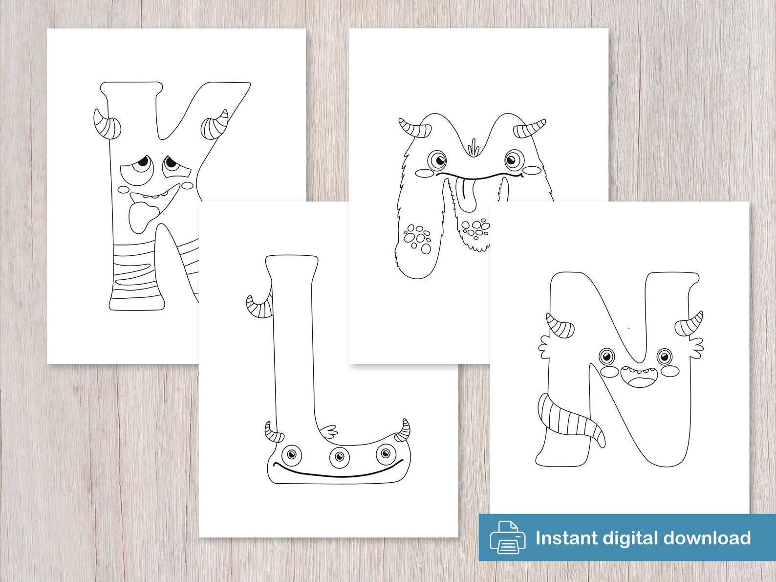 Cute Monster Letters Alphabet Coloring Pages, Educational Activity ...