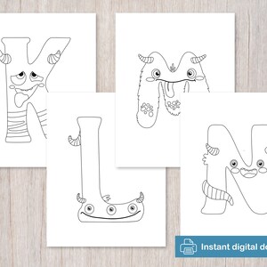 Cute Monster Letters Alphabet Coloring Pages, Educational Activity ...