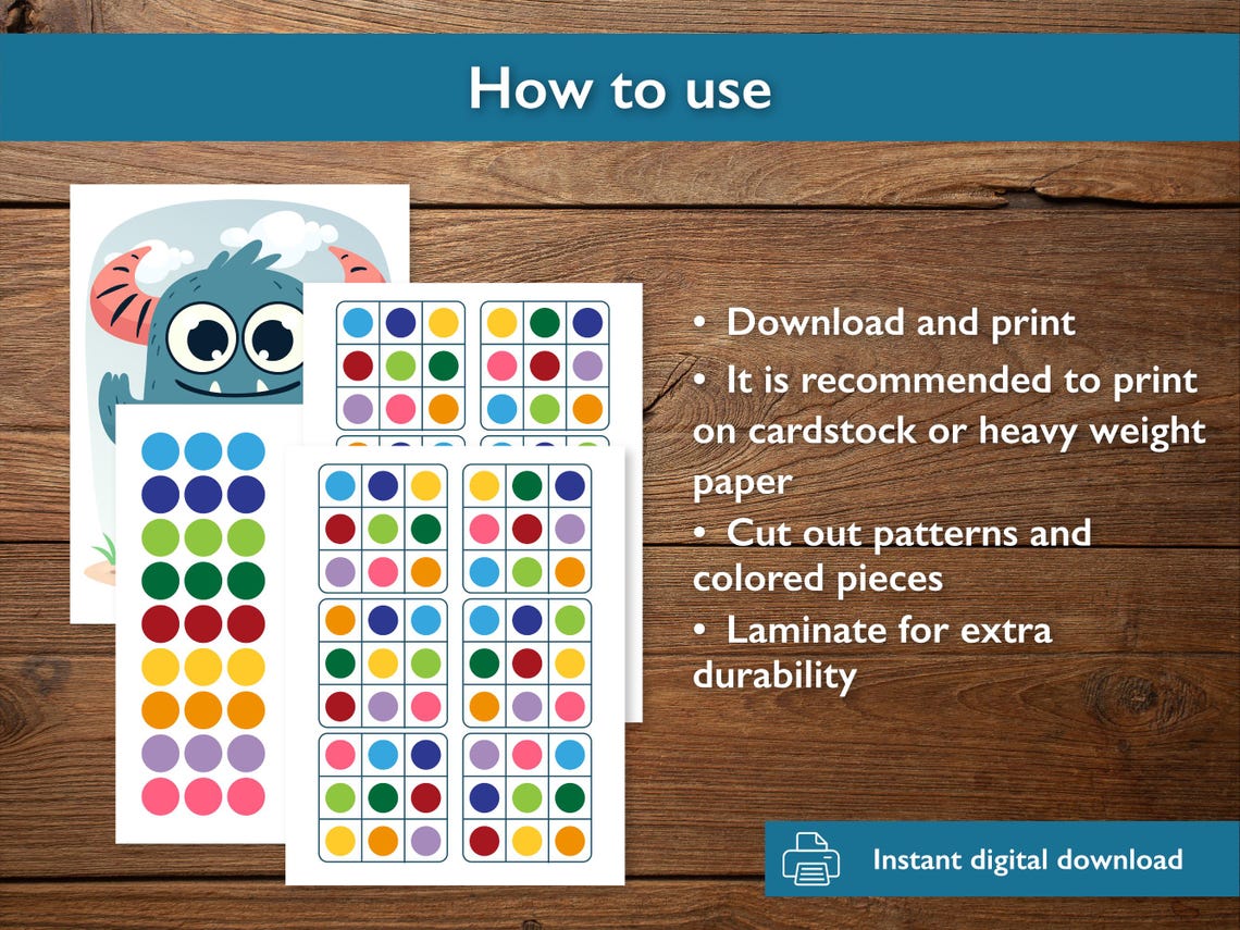 Color Pattern Activity, Printable Pattern Matching Game for Kids - Etsy