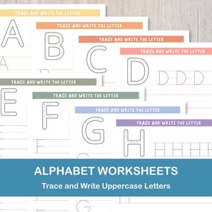 Handwriting Practice Sheets, Uppercase Alphabet Letters, Colorful ...