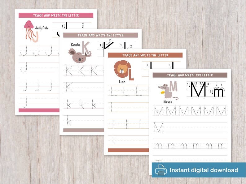 Animal Alphabet Worksheets for Kids | A-Z Animals | 26 Printable Letter ...