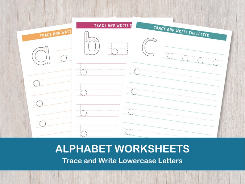 Lowercase Alphabet Tracing and Writing Printable Letter Worksheets for ...