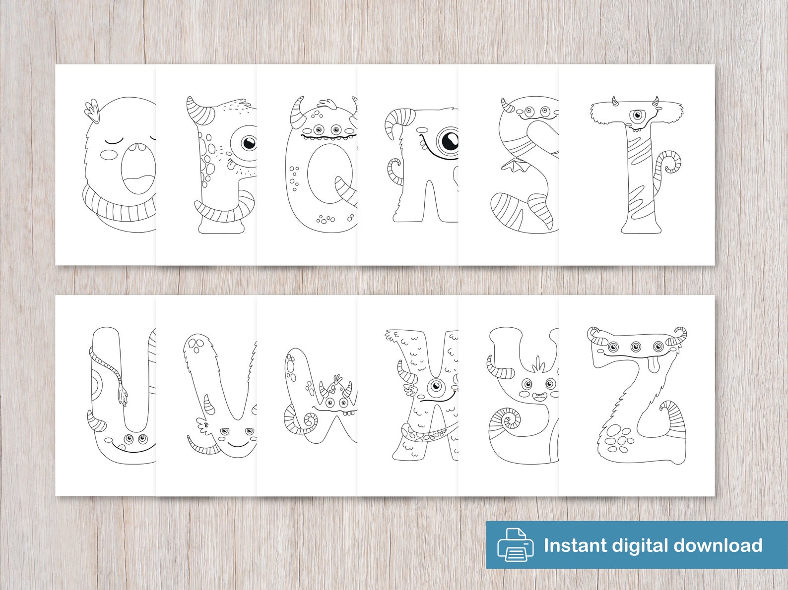 Cute Monster Letters Alphabet Coloring Pages, Educational Activity ...