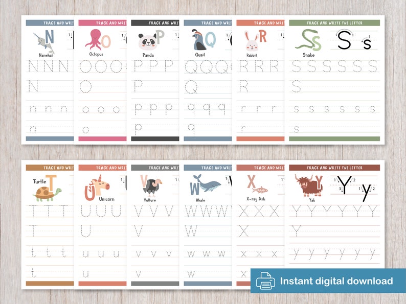 Animal Alphabet Worksheets for Kids | A-Z Animals | 26 Printable Letter ...