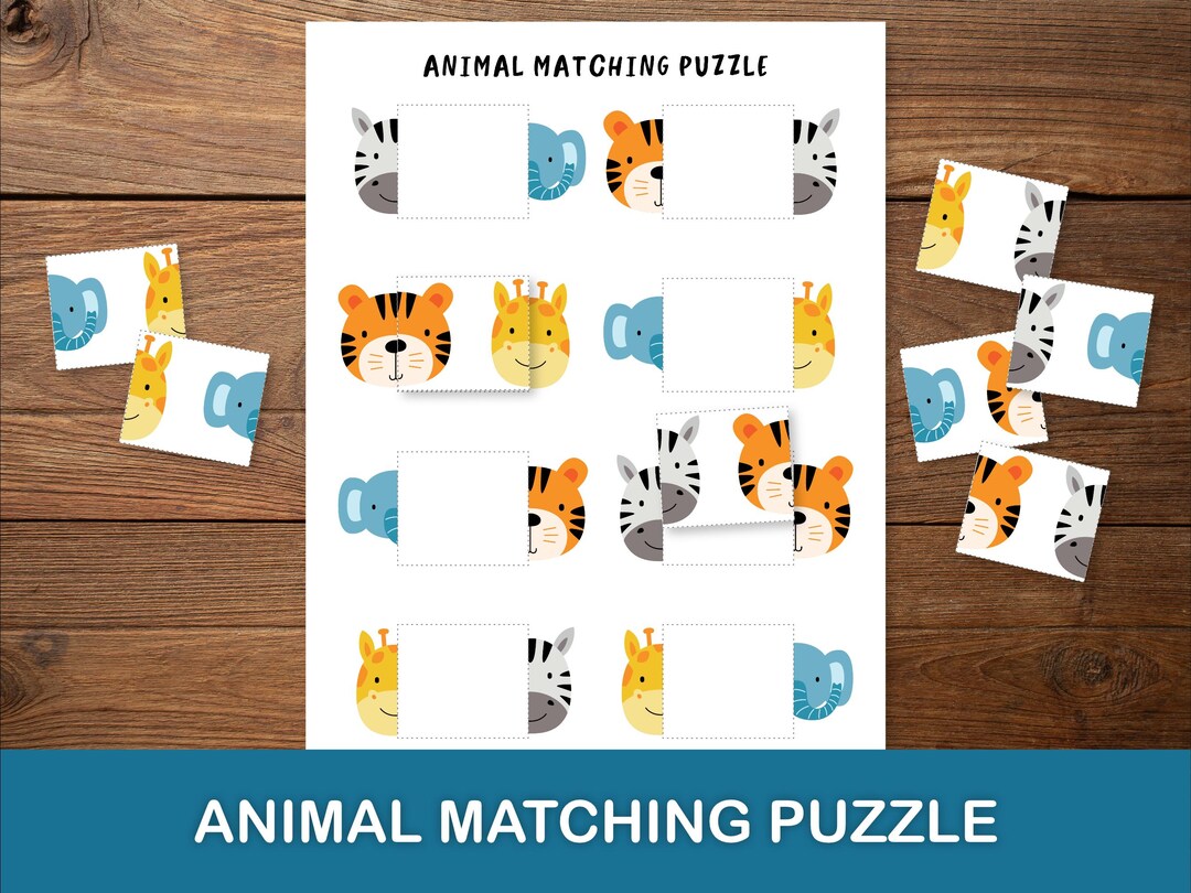 Animal Logic Puzzle for Kids. Printabe Educational Matching Game for ...