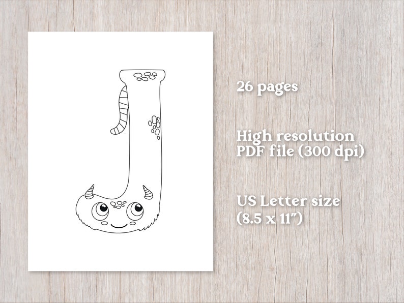 Cute Monster Letters Alphabet Coloring Pages, Educational Activity ...
