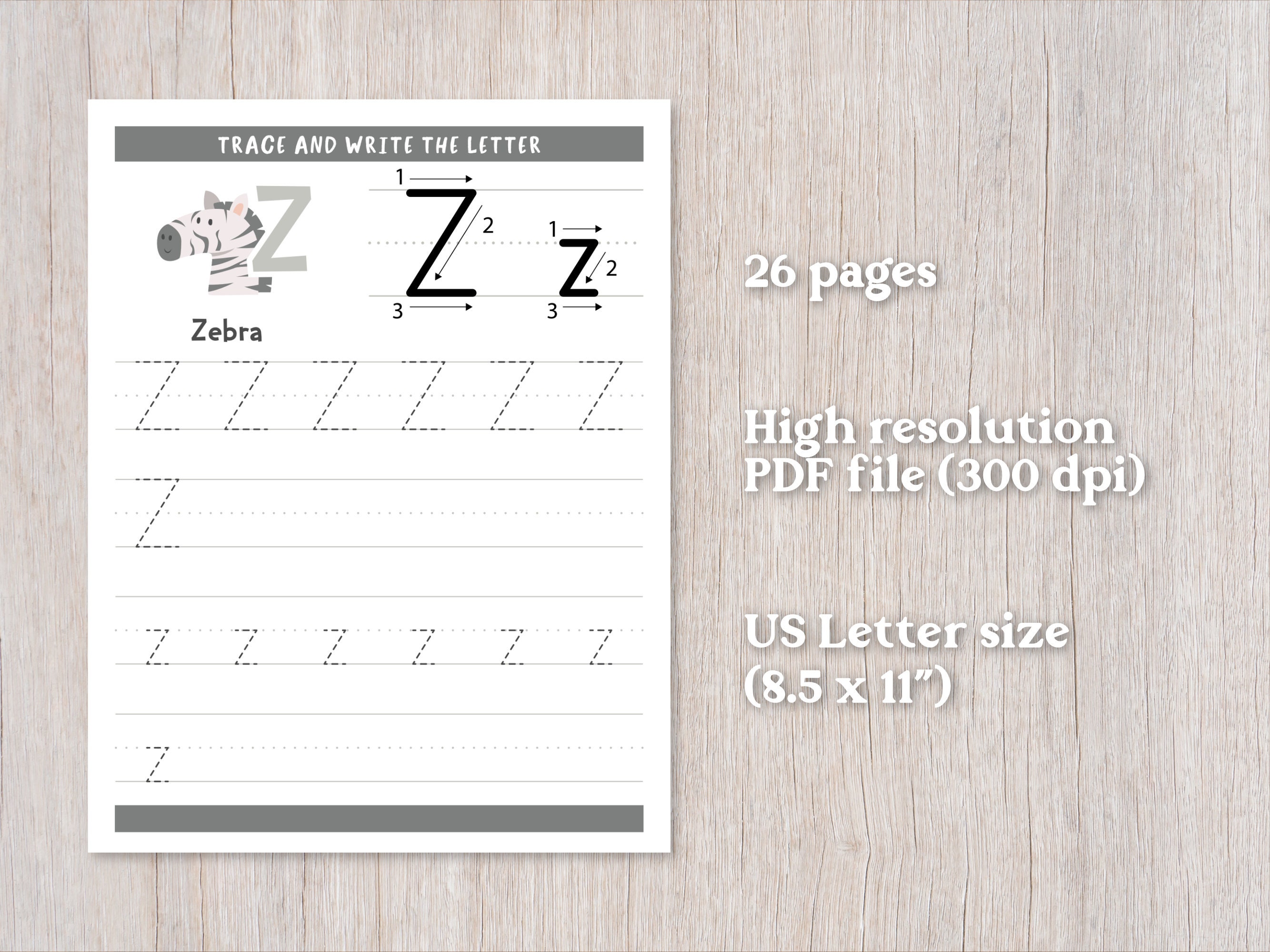 Animal Alphabet Tracing Worksheets: A-Z Letter Practice (digital ...