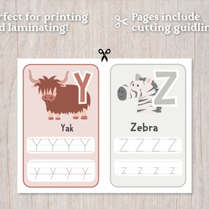 Printable Letter Tracing Cards, Animal Themed Alphabet Flashcards for ...