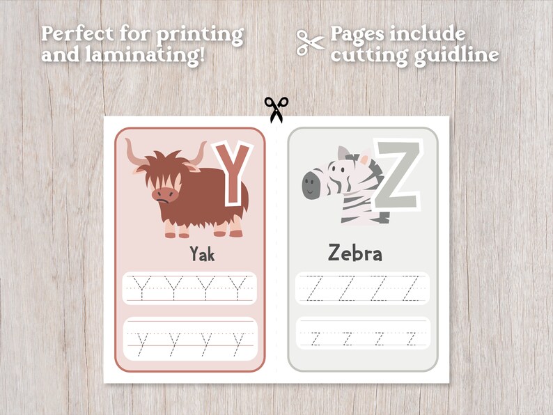 Printable Letter Tracing Cards, Animal Themed Alphabet Flashcards for ...