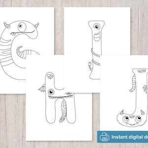 Cute Monster Letters Alphabet Coloring Pages, Educational Activity ...