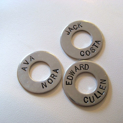 Personalized Hand Stamped Washer Travel Tokens | Etsy