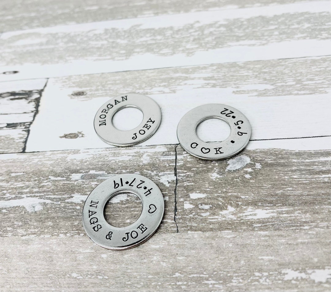 Personalized Hand Stamped Washer, Travel Tokens, Hypoallergenic ...