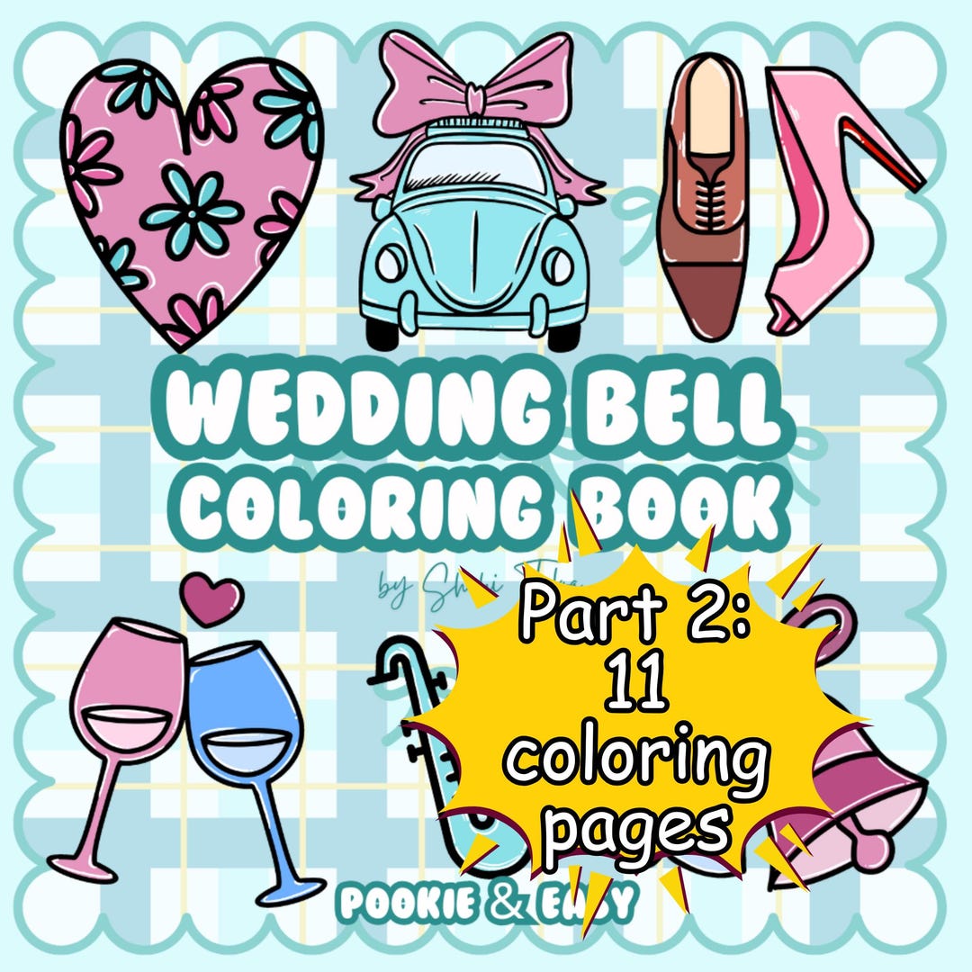 Wedding Bell Coloring Book, Bold and Easy Coloring Pages, Digital ...
