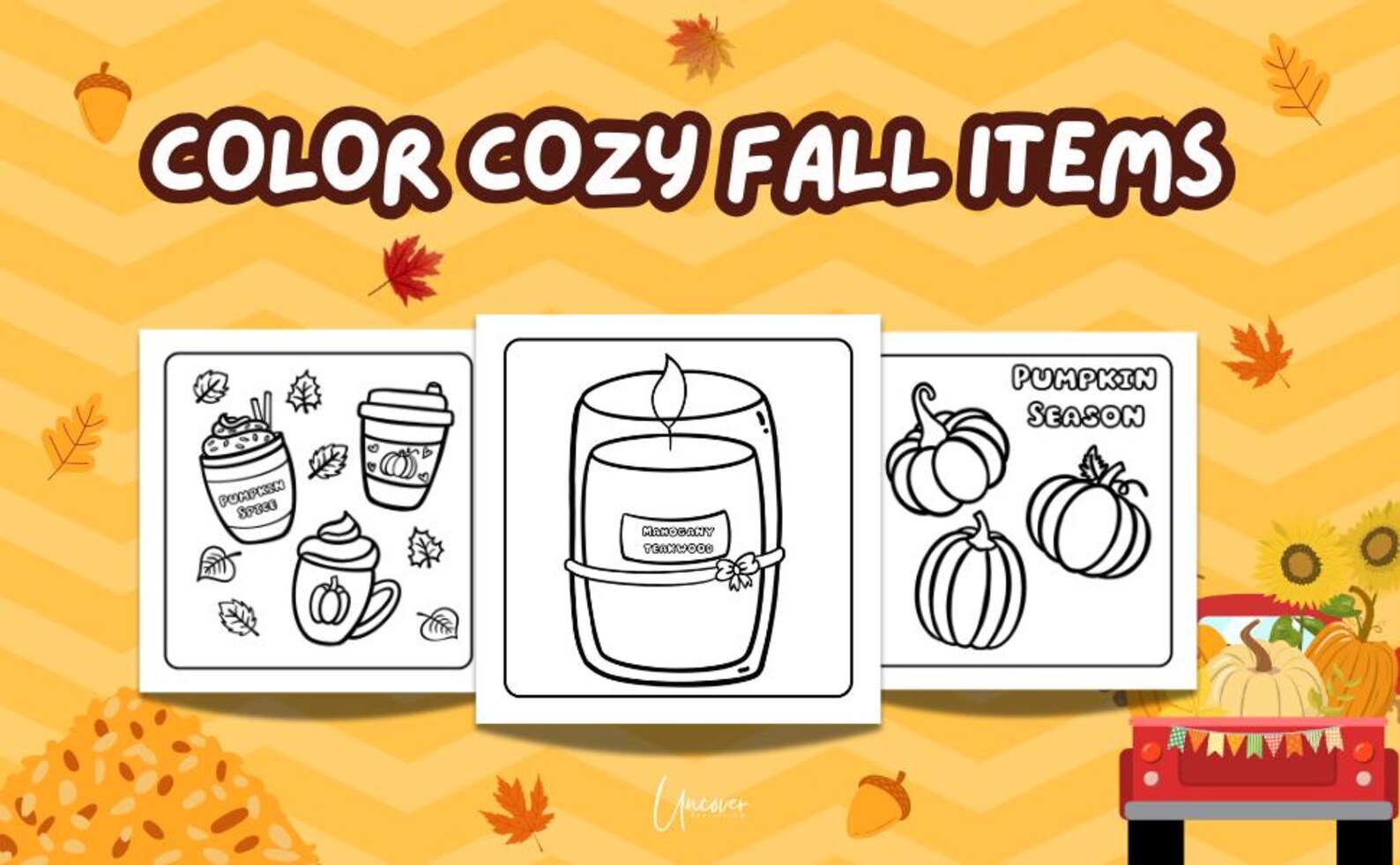 Fall Coloring Book, Bold and Easy Autumn Cozy Coloring Pages for Adults ...