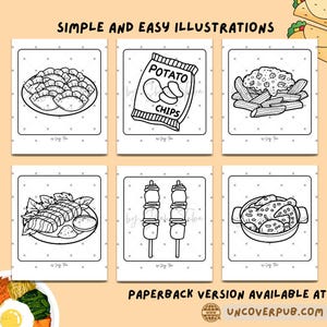 Food and Snacks Coloring Book: 35 Bold Easy Coloring Pages (digital ...