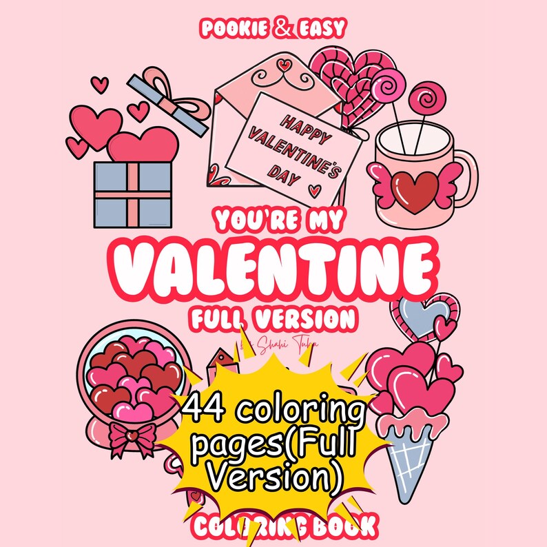 Valentine Coloring Book Simple Coloring Pages for Adults and Toddlers ...