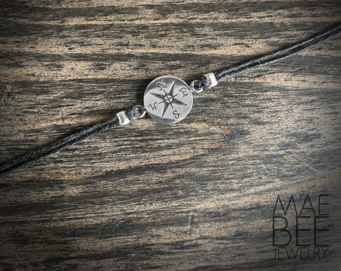 Compass Bracelet, Sterling Silver, Wanderlust, Travel Jewelry, Gift for ...