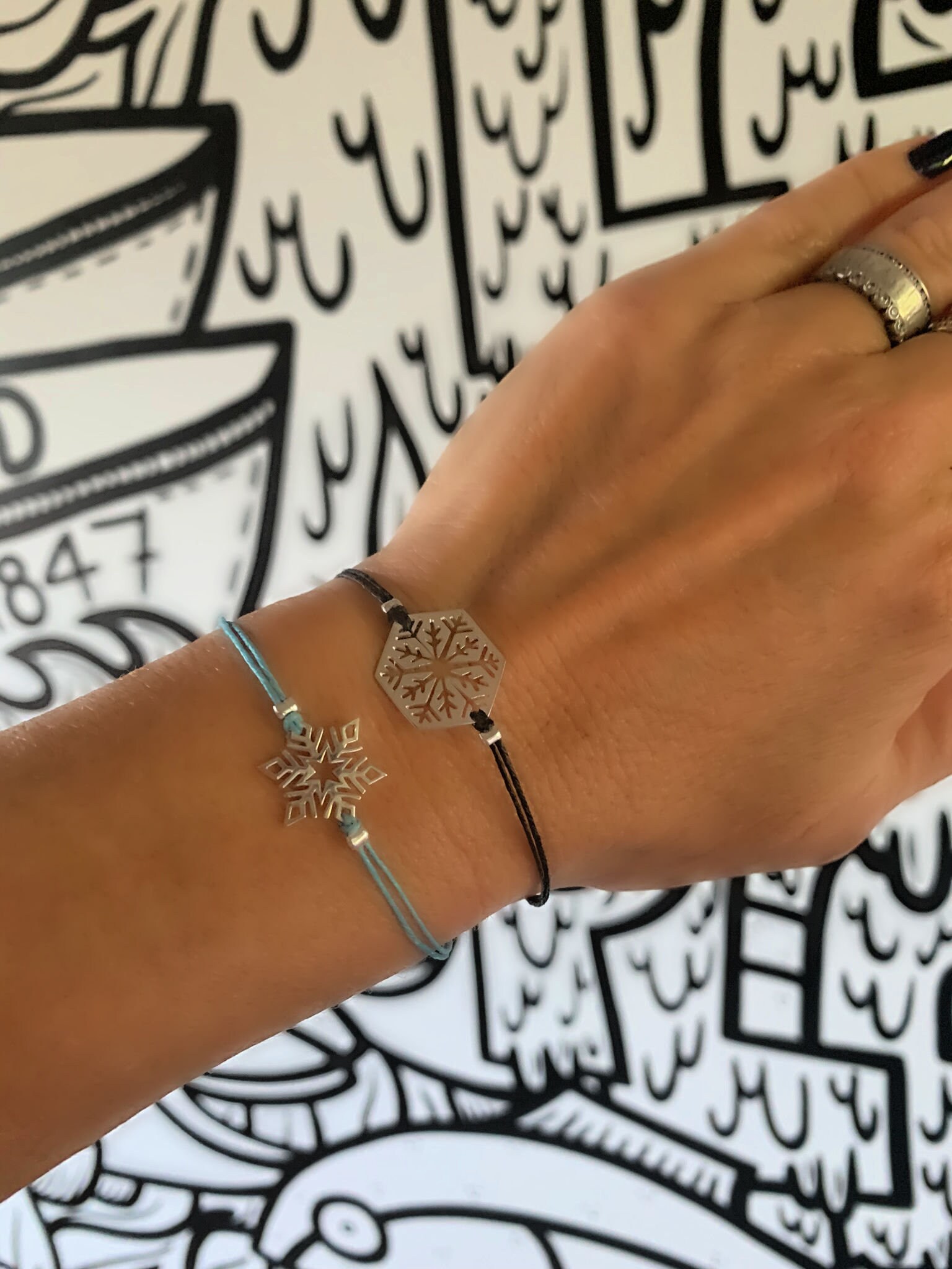 Snowflake Bracelet Sterling Silver Snowflake Winter ski | Etsy