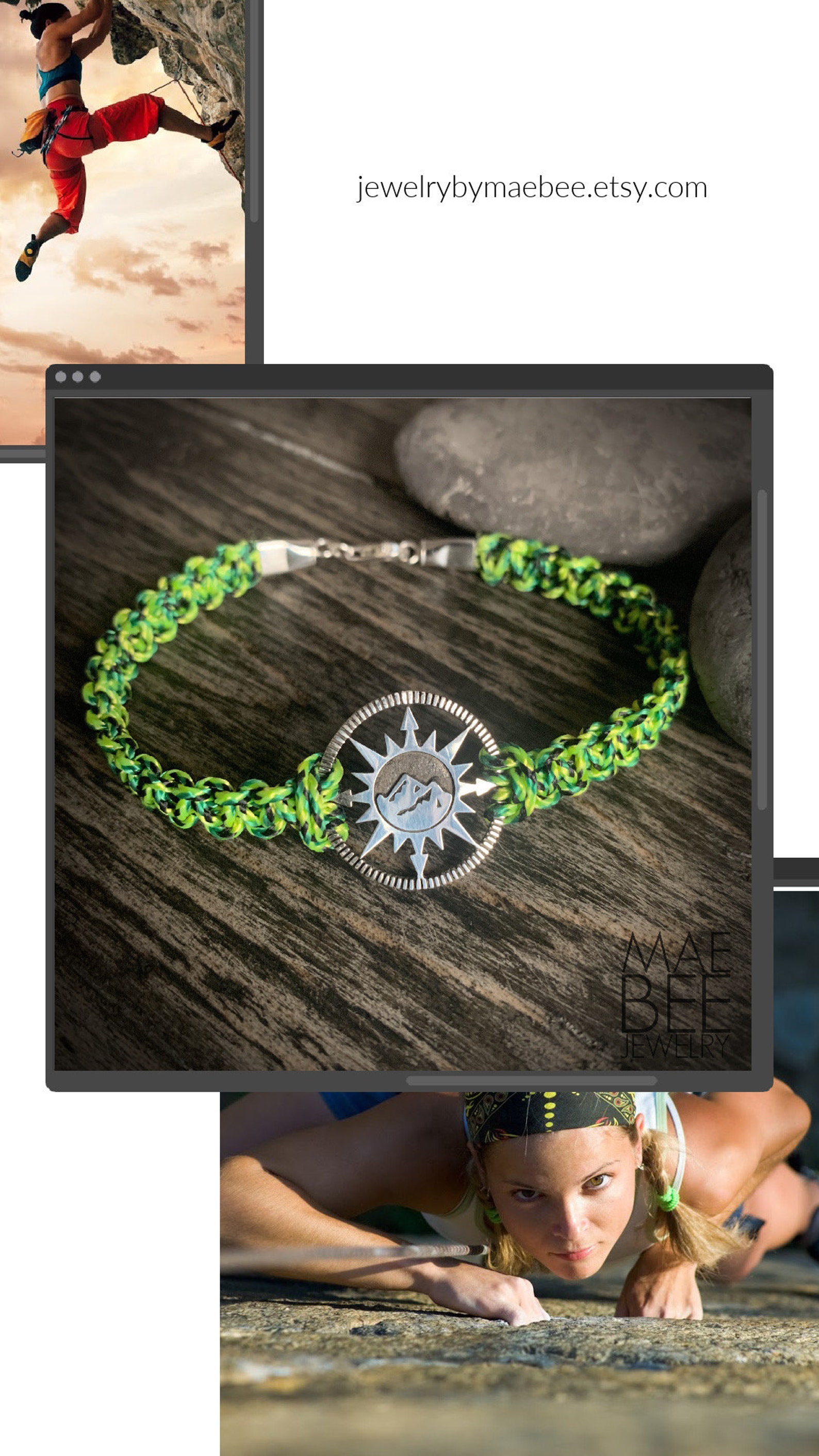 Rock Climbing Bracelet Mountain Compass Bracelet Wanderlust | Etsy