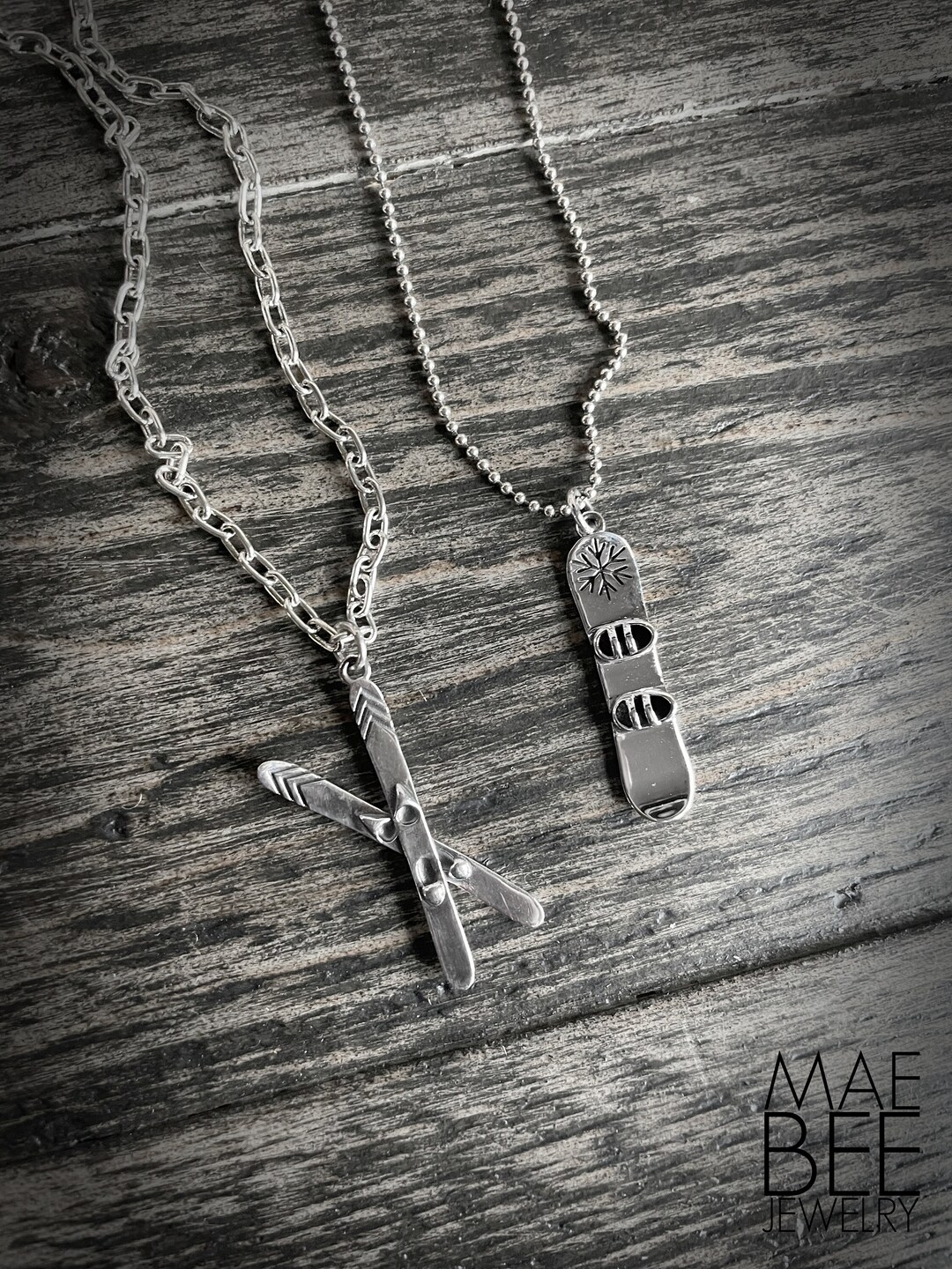 Sterling Silver Ski Snowboard Necklace, Winter Necklace, Skier Jewelry ...