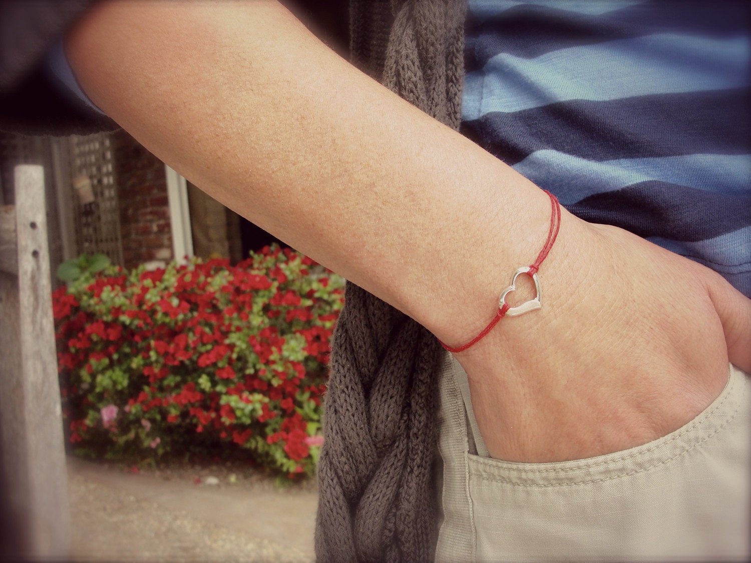 Heart bracelet Red bracelet Love Anniversary bracelet | Etsy