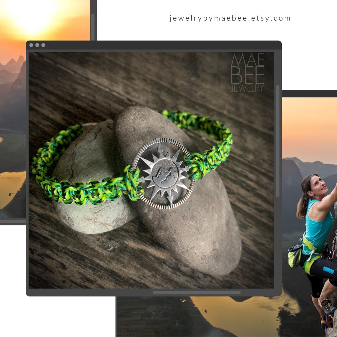 Rock Climbing Bracelet Mountain Compass Bracelet Wanderlust | Etsy