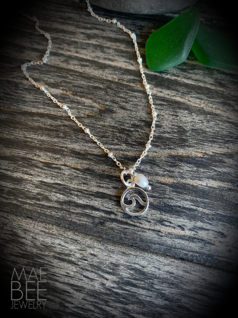 Sterling Silver Wave necklace surfer jewelry bridesmaid | Etsy