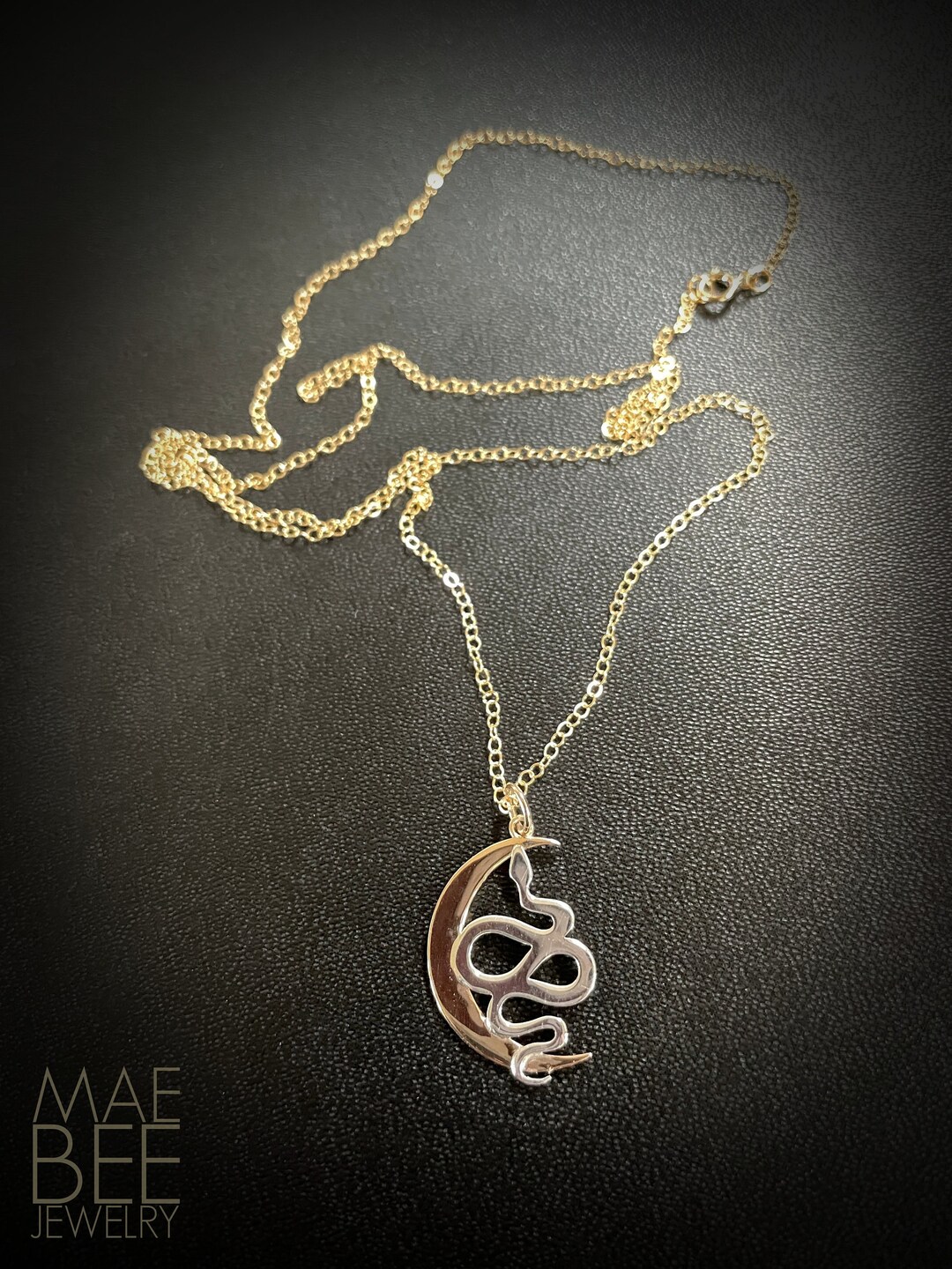 Moon Snake Necklace Moon Necklace Snake Necklace Celestial - Etsy